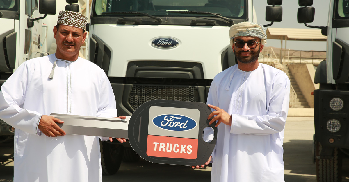 MHD ACERE Delivers Ford Trucks to RAK MIX LLC - Black & White Oman