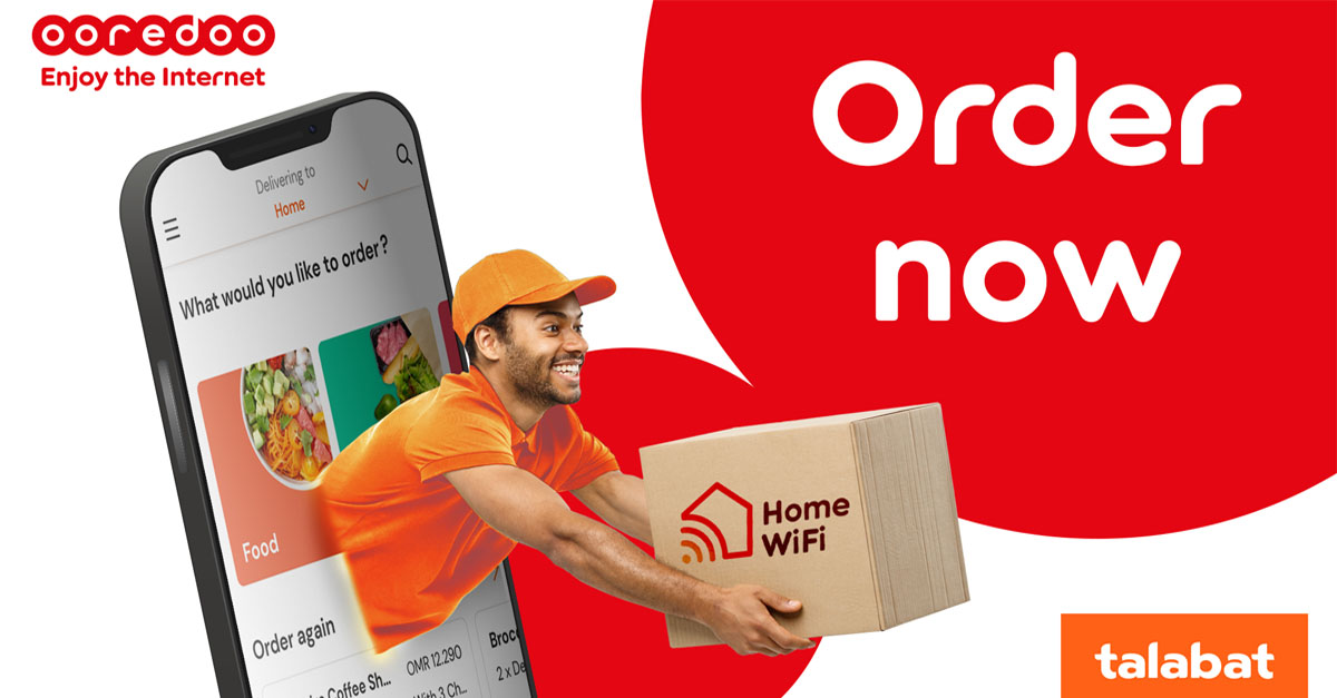 Get Ooredoo home internet through Talabat - Black & White Oman