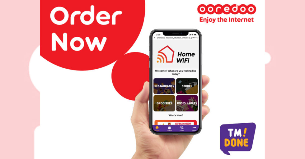 Ooredoo home internet through Talabat and TM DONE - Black & White Oman