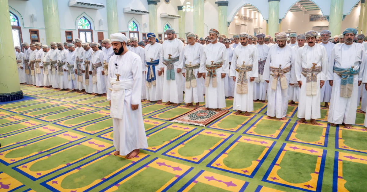 HM The Sultan offers Eid Al Adha prayers - Black & White Oman