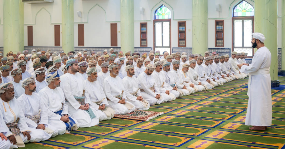 HM The Sultan offers Eid Al Adha prayers - Black & White Oman